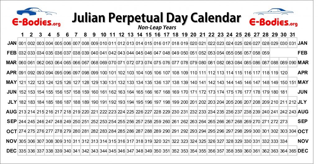 Printable:8z8rx6vd2xc= Julian Date Calendar - geni du turf || geni turf ...